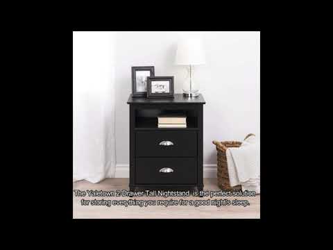 Prepac Yaletown 2 Drawer Tall Nightstand Black