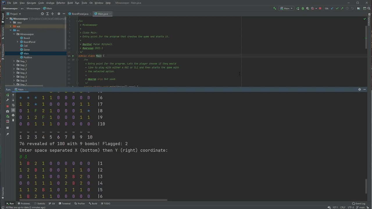 Minesweeper Java Demo GUI and CLI
