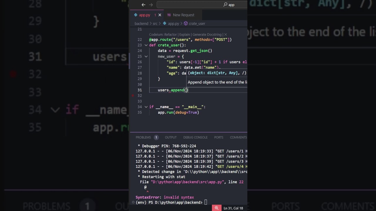 Build a CRUD API with Flask in 5 Minutes Quick Python Backend Tutorial p4 #python