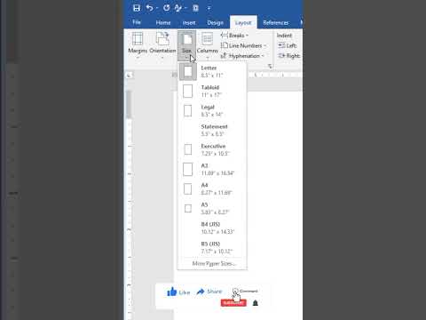 MS Word Page Size Option | #msoffice #msword #computerworld #shorts