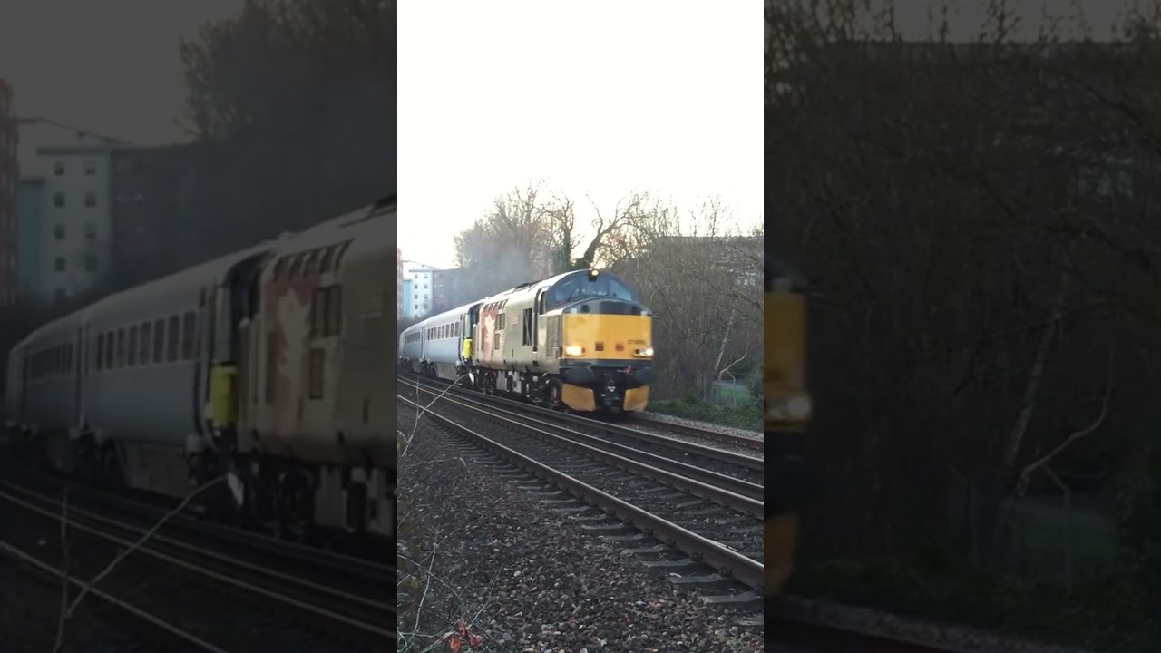 Class 37 thrash on Wessex Electric drag powering up Parkstone Bank towards Bournemouth- what a sound