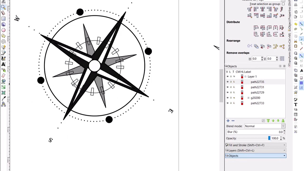 Vector Compass Inkscape part2
