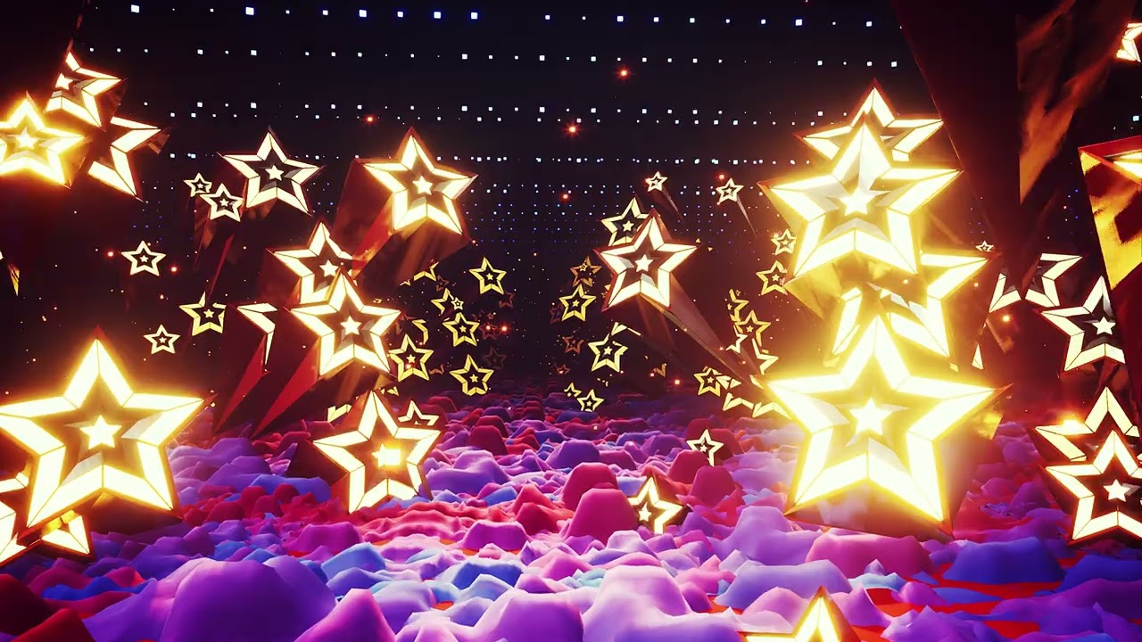 neon glowing stars festive background 4k vj loops