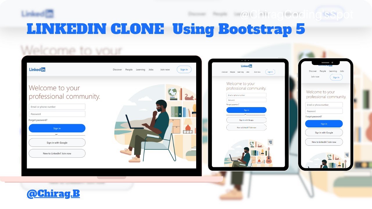 Fully Responsive LinkedIn Clone Using Bootstrap 5 | Custom CSS