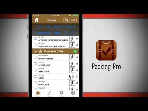Packing Pro - travel packing list app demo on iPhone
