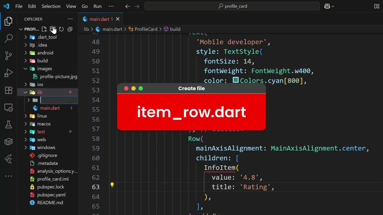 How to Create a Profile Card in Flutter | Clean UI Design Tutorial