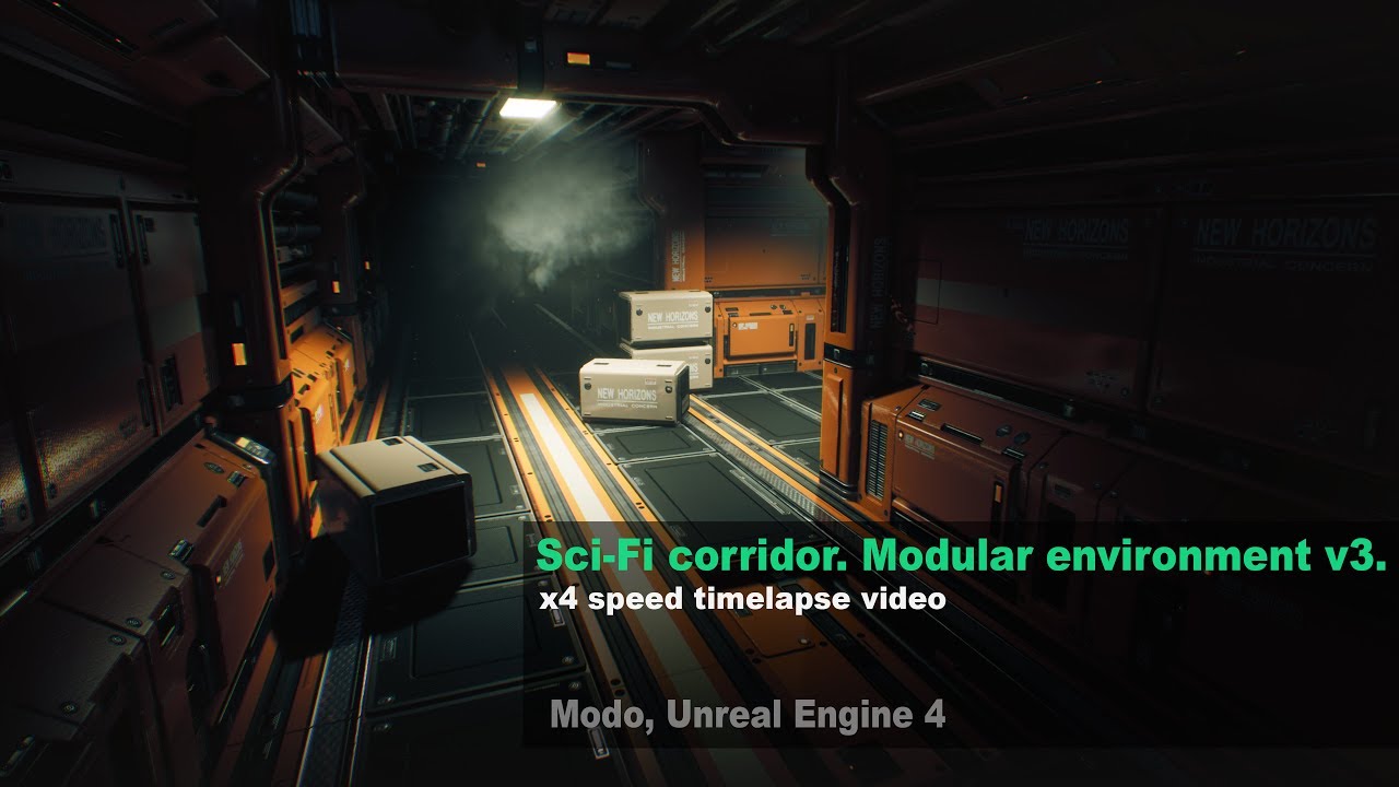 Sci-Fi Corridor. Modular environment v3. Modo, Unreal Engine 4.