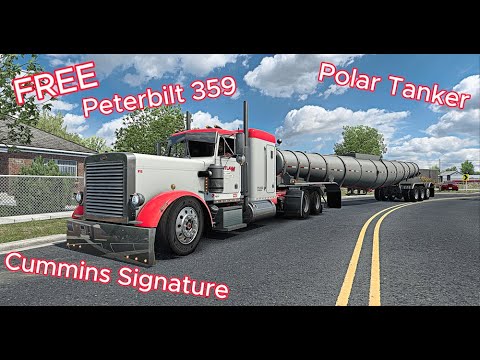 FREE Peterbilt 359/Polar Tanker/Cummins Signature! - ATS / 4K PNG Logitech G923