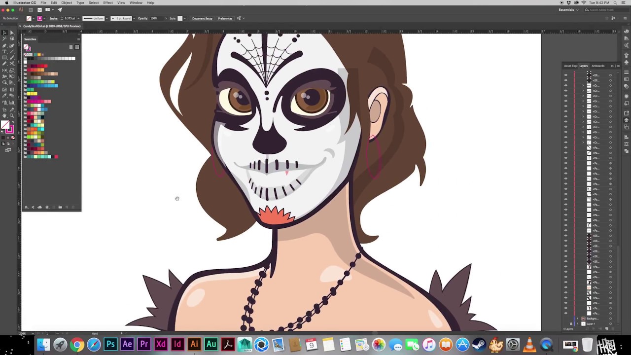 Candy Skull Girl - Vector Illustration Tutorial