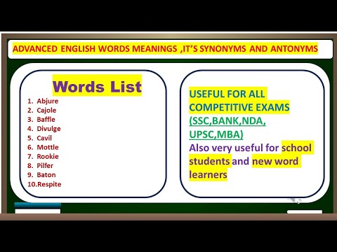 Advance English Words meaning , synonyms and antonyms for all competitive exams/ new word learners