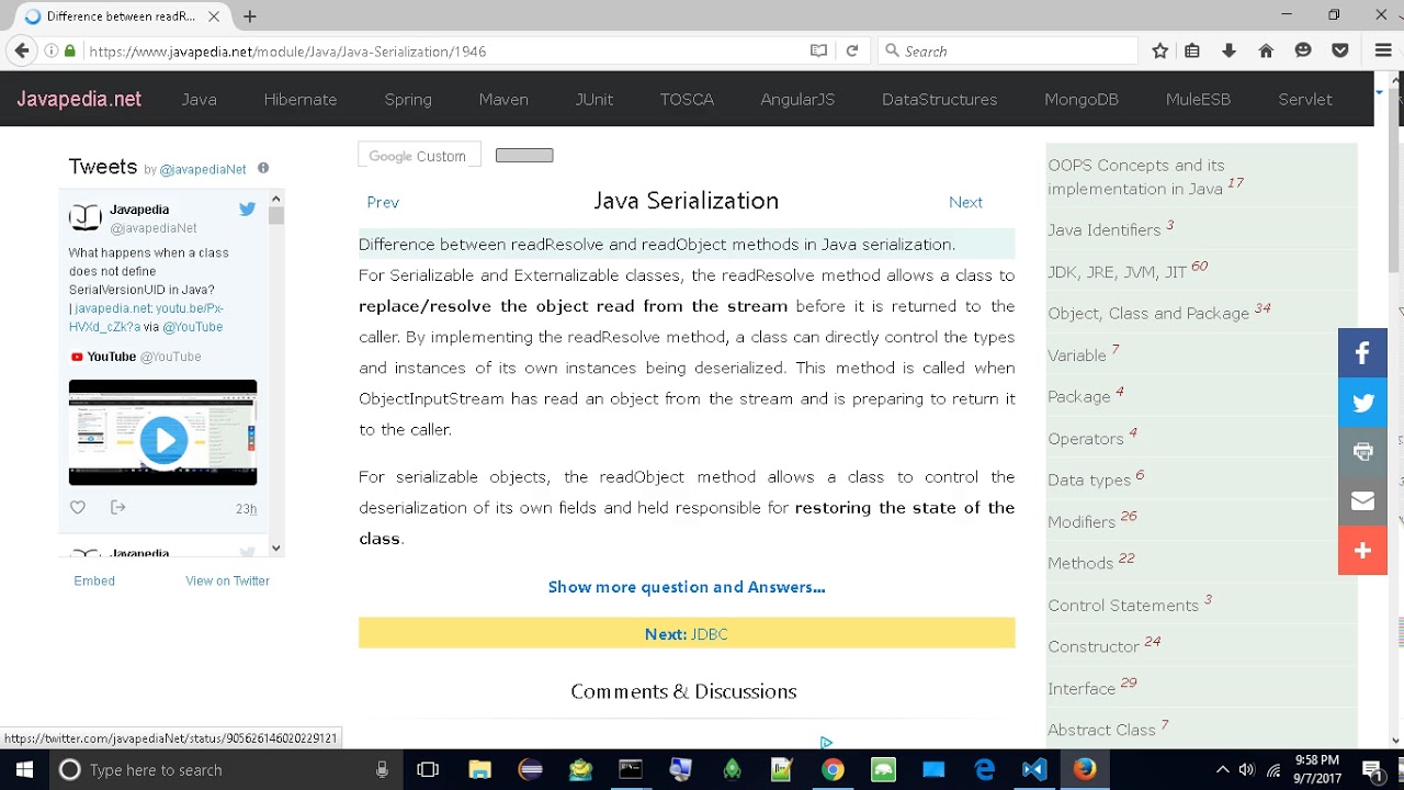 Difference between readResolve and readObject methods in Java serialization. | javapedia.net