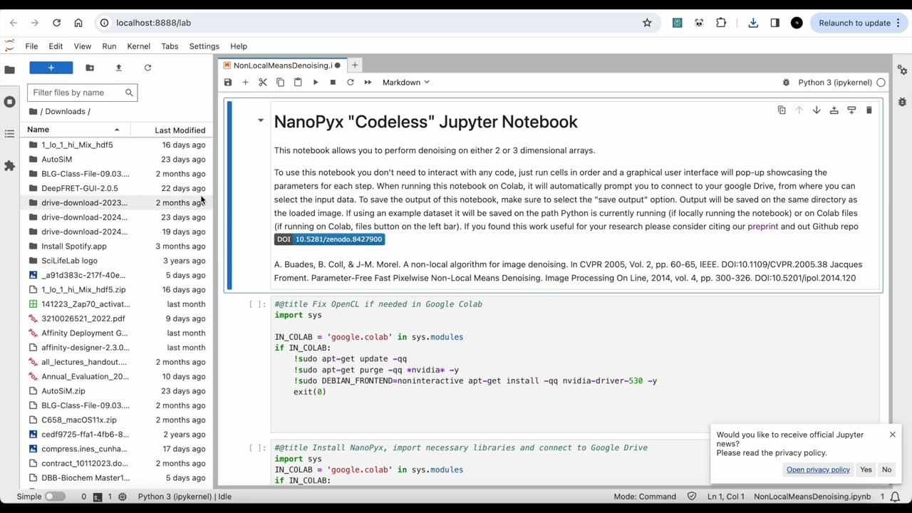 How to Install NanoPyx and Run Jupyter Notebooks Locally