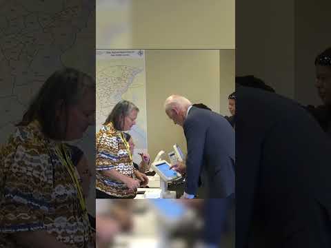 President Joe Biden casts his vote on Monday, Oct. 28