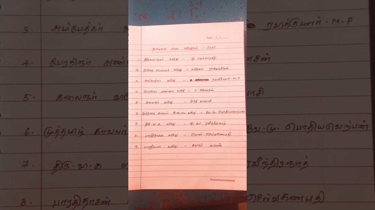 Tamilnadu Government Awards 2025 #tnpsc #currentaffairs