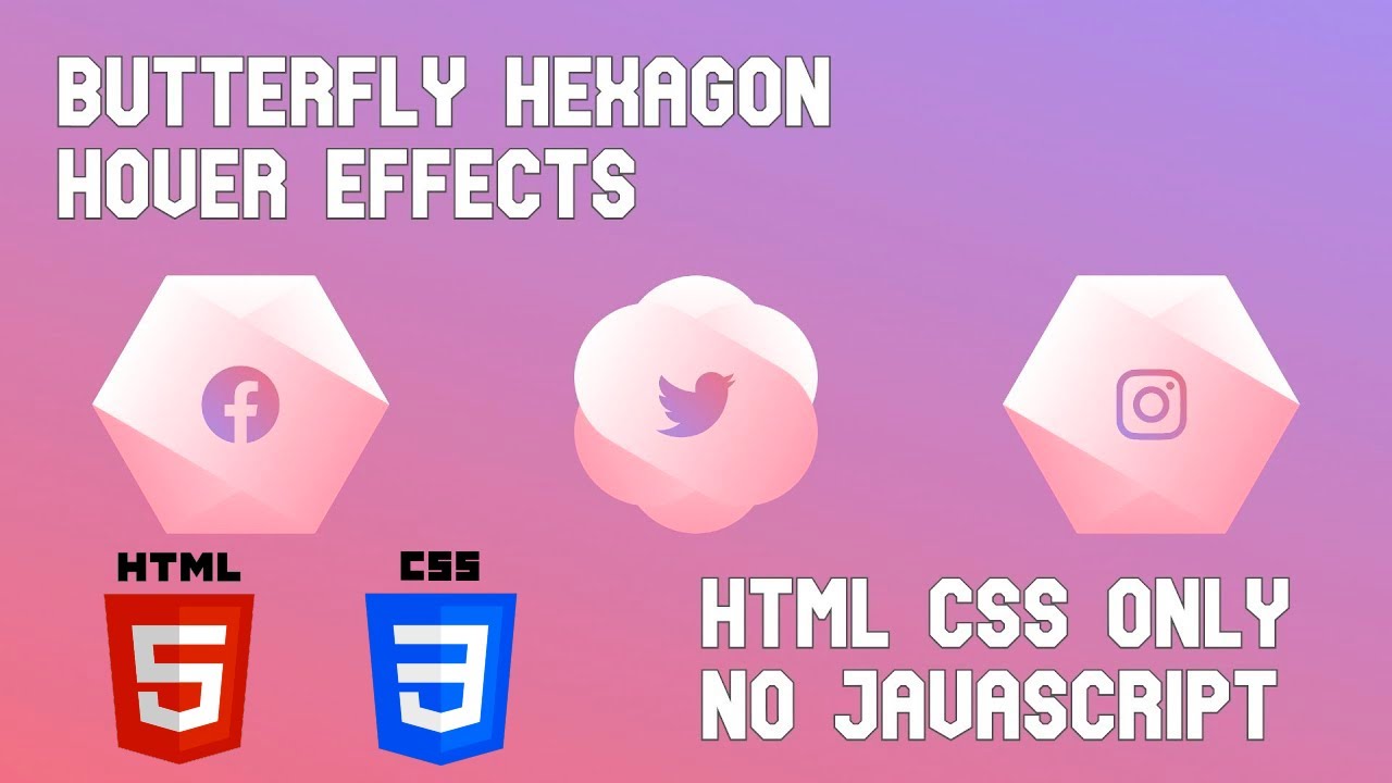 Butterfly Hexagon Hover Effects - HTML CSS - No JavaScript