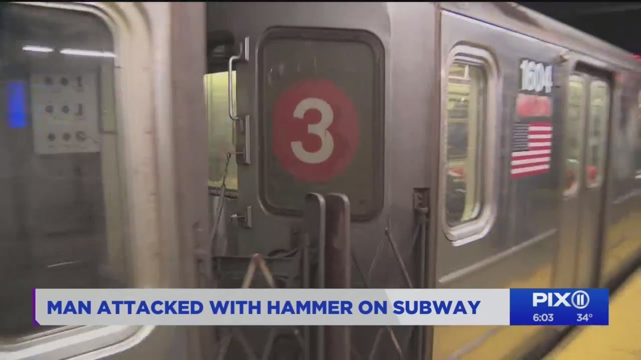 Man attacked with hammer on subway