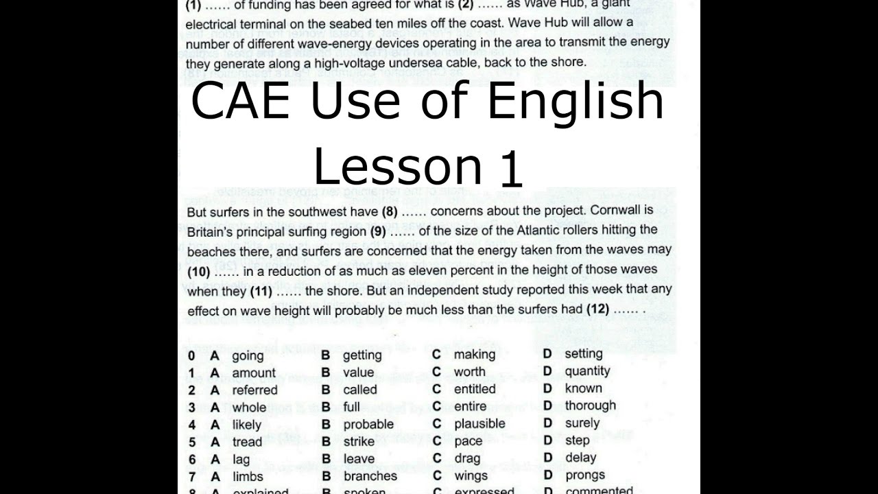 CAE Use of English LESSON 1