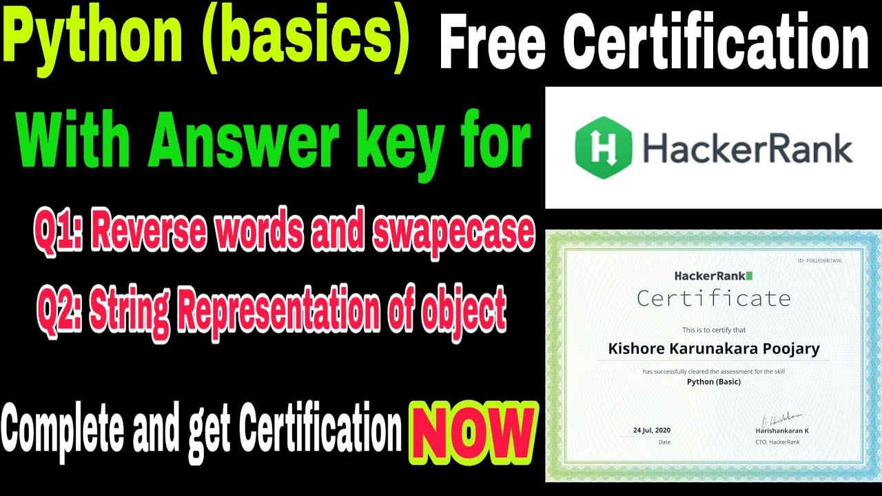 HackerRank free Certification | python (Basics) Certification | Free Certificate