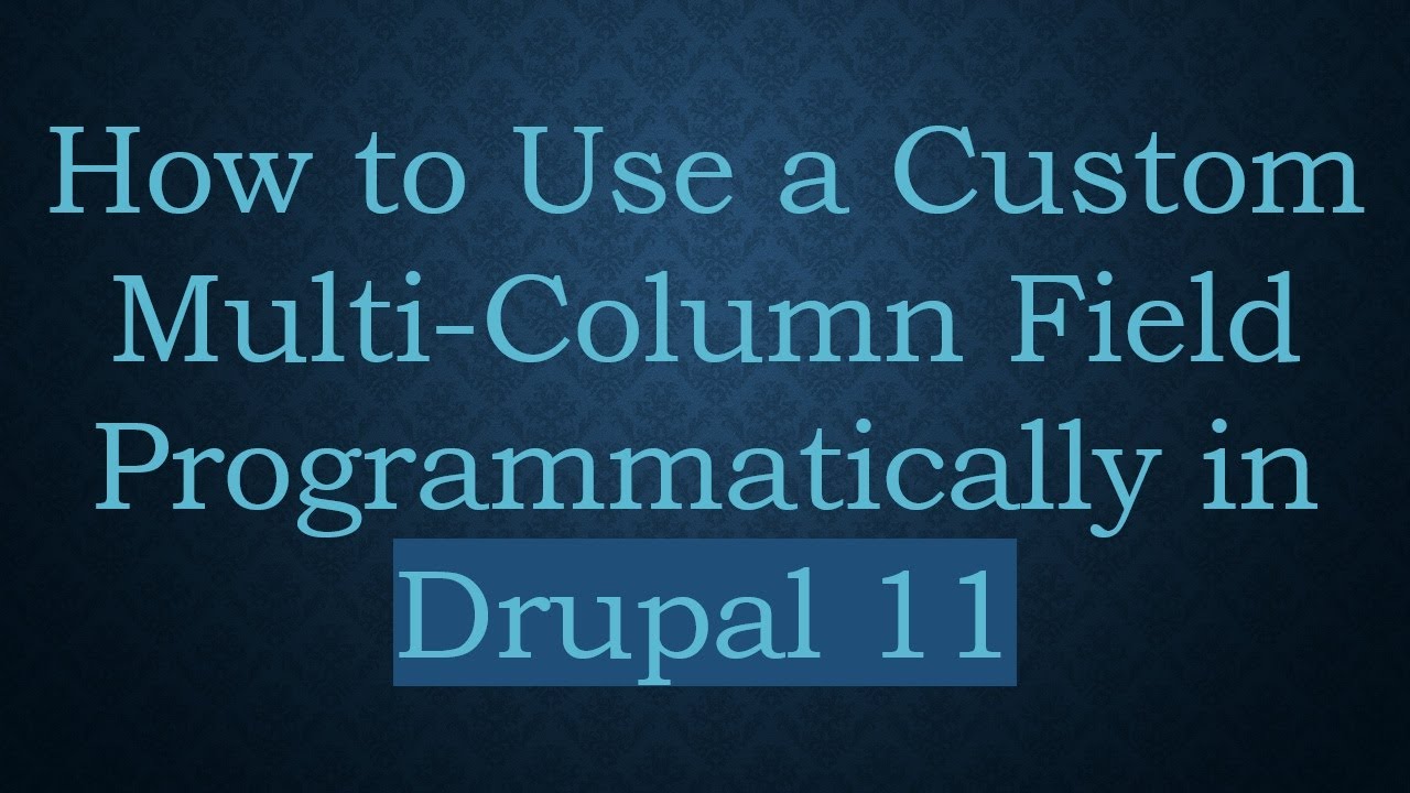 How to Use a Custom Multi-Column Field Programmatically in Drupal 11