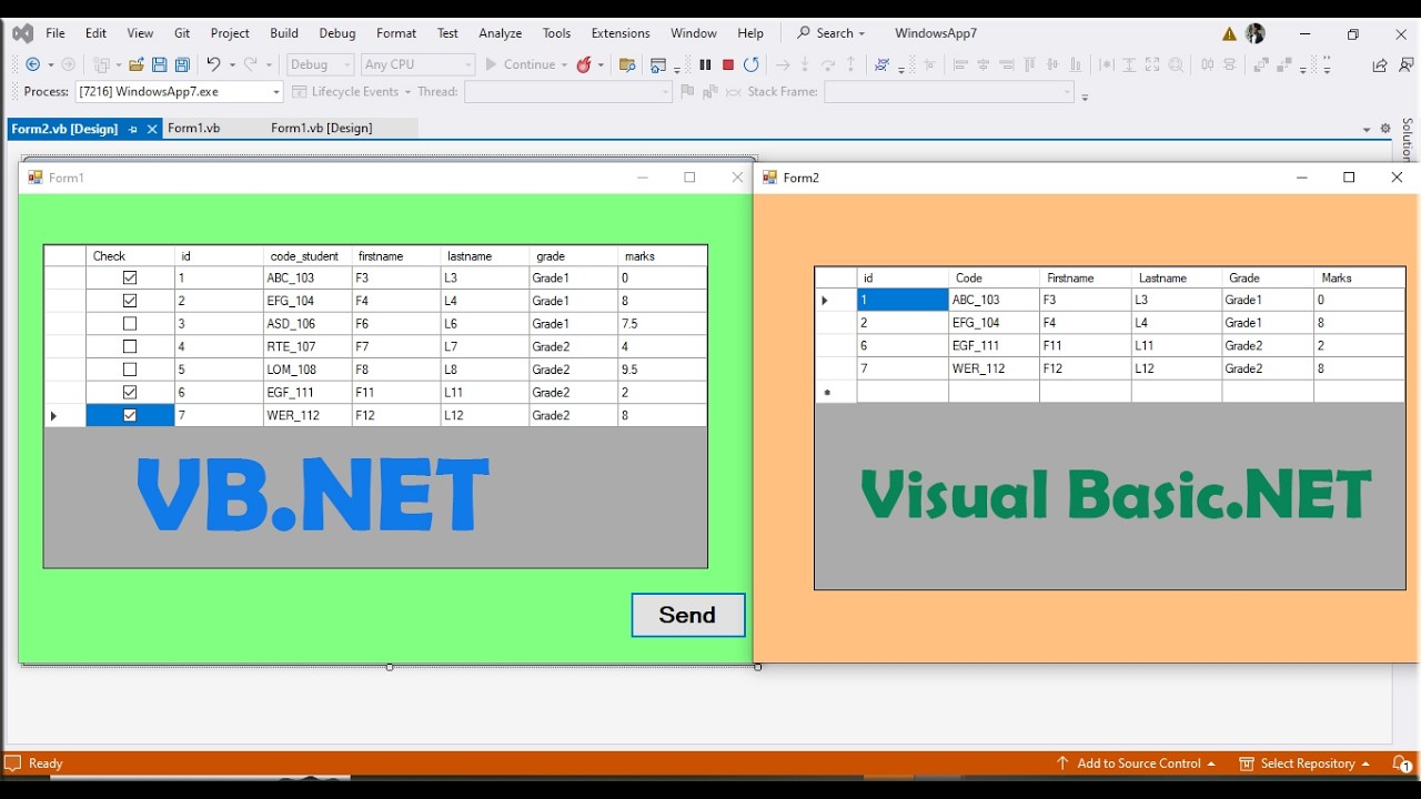 VB.NET Tutorial: Send Data from DataGridView to Another Form (Visual Studio 2022)
