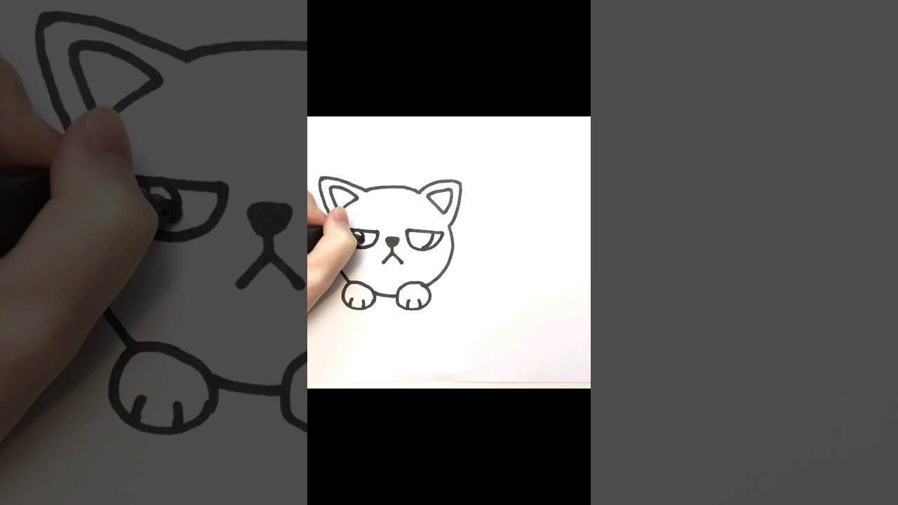 let's draw grumpy cat doodle. #howtodraw #cutedoodles #drawingtutorial #petdrawing