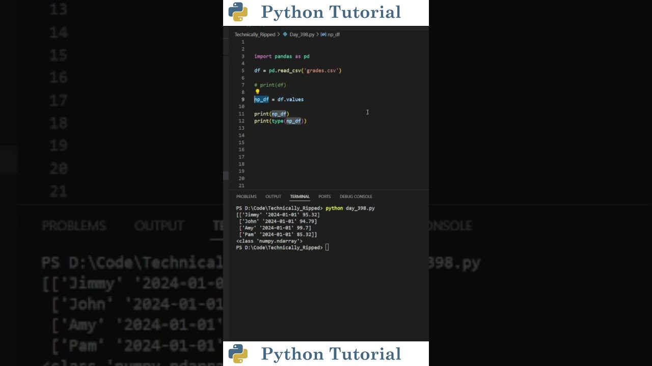 Convert Pandas Dataframe To Numpy Array | Python Tutorial