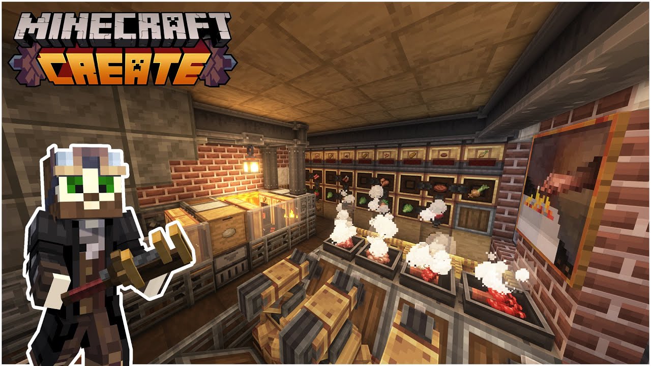 Built AUTOMATIC FOOD Farmhouse Factory Minecraft Create Mod!