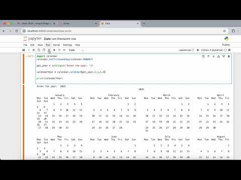 How to generate calendar/month of a specific year using python