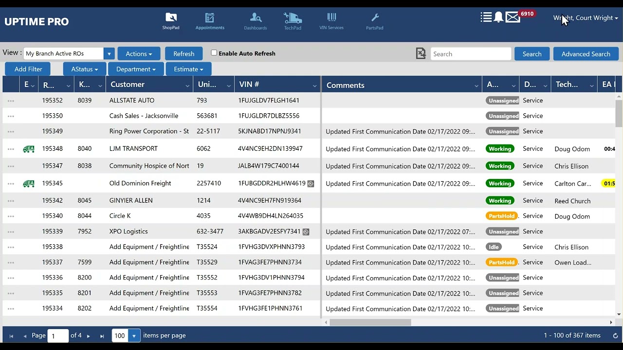 Update an RO between Uptime Pro and DMS