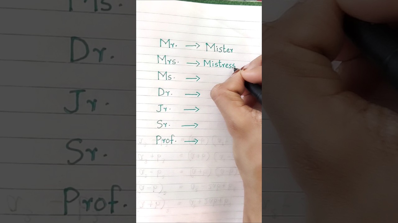Mrs. =  Mistress,  Ms. = ? #shortforms #learning
