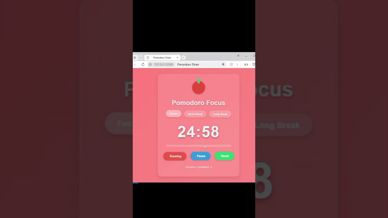 Pomodoro Timer Using HTML CSS & JavaScript | Focus Timer Web App UI Design