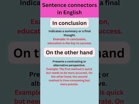 Sentence connectors in English: On the other hand/In conclusion