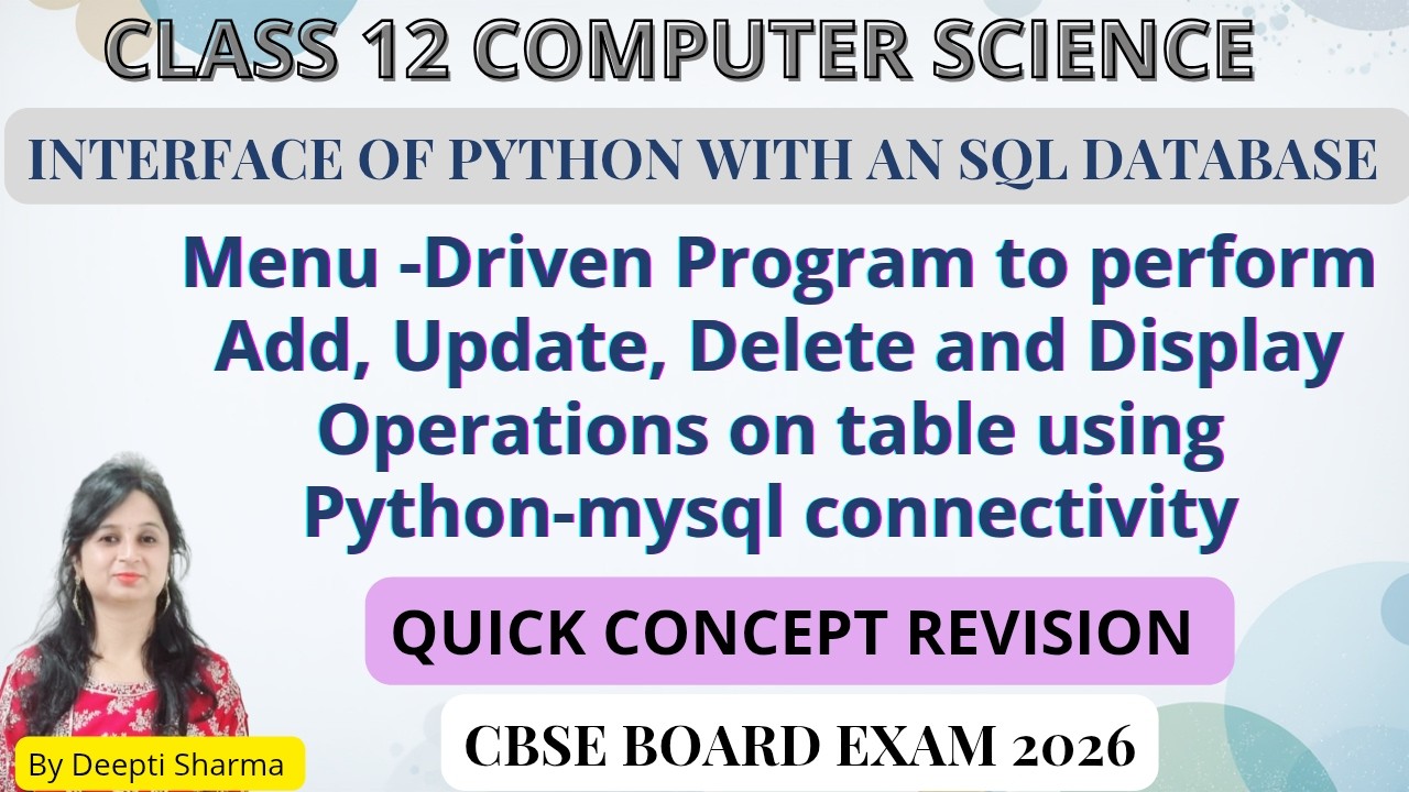 Interface of Python with an SQL Database | Interface Python with MYSQL Database #boardexam2026