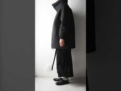Wool Gabardine High-Neck Padded Coat