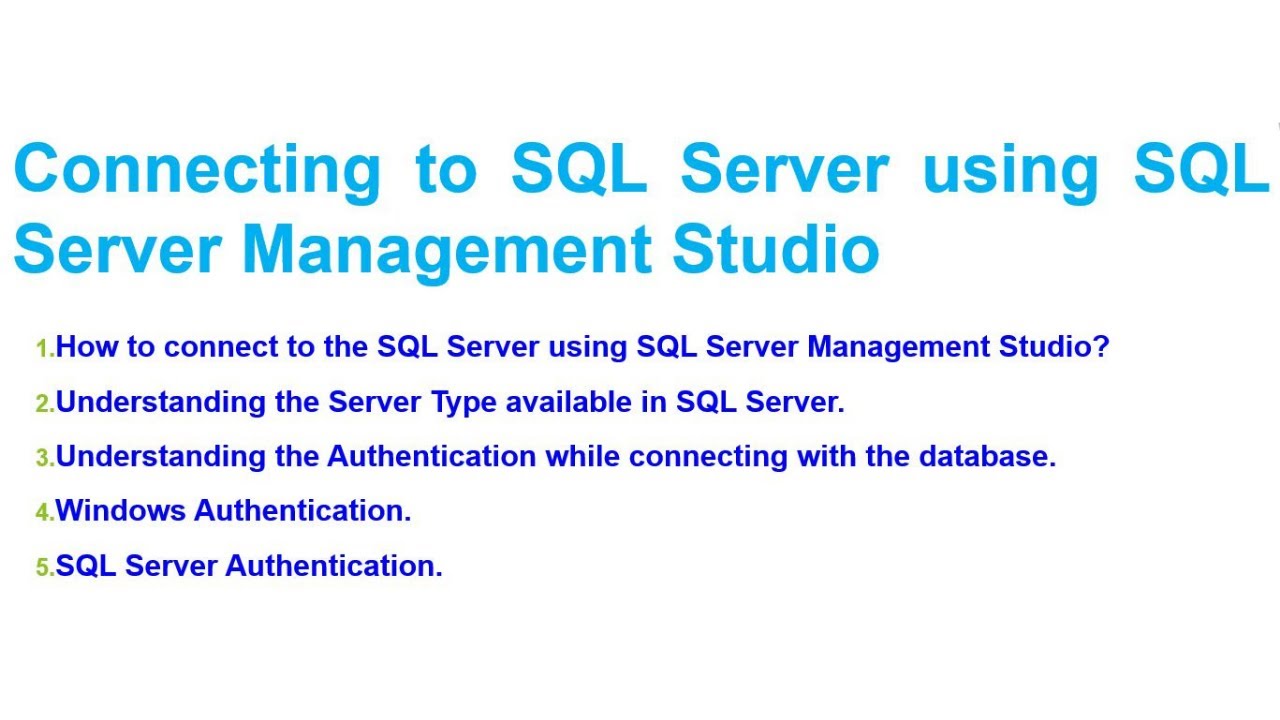 Connecting to SQL Server using SQL Server Management Studio