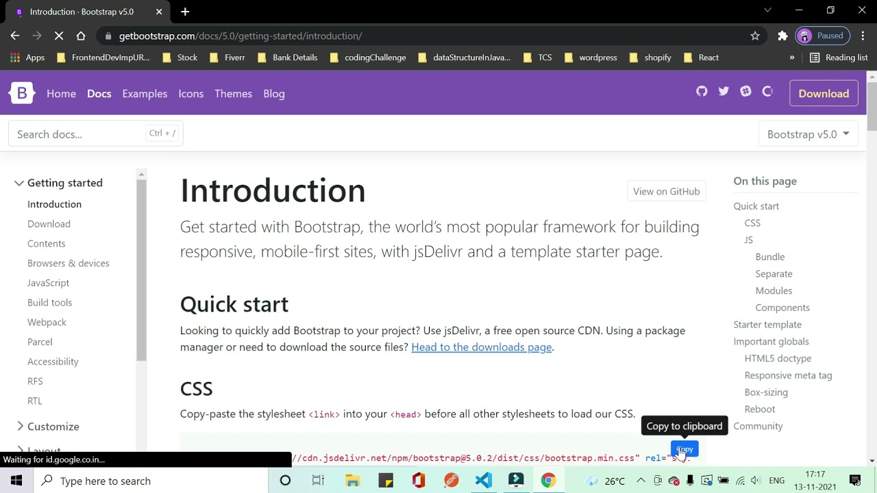 Bootstrap sample page with in 1minute using github copilot.