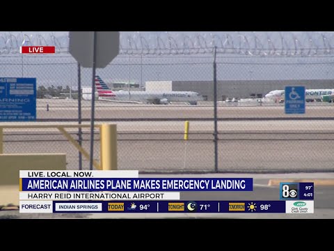 American Airlines plane makes emergency landing in Las Vegas because of smoke coming from engine