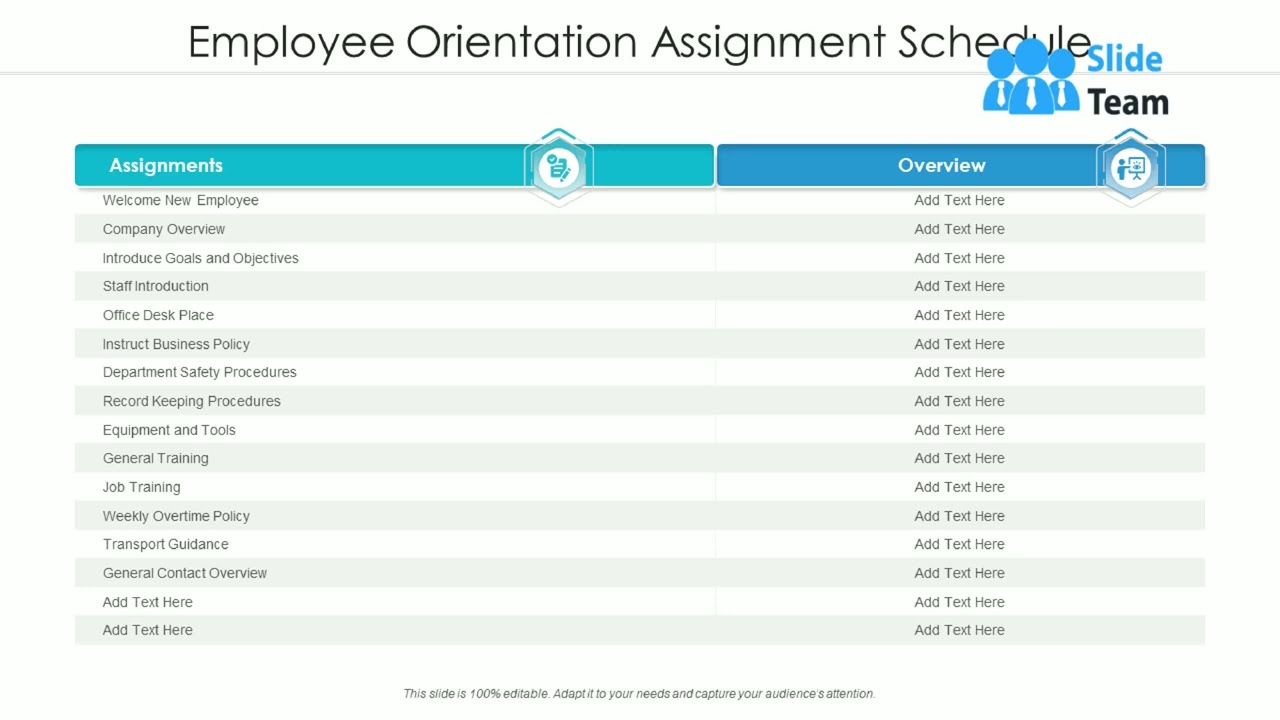 Employee Orientation Assignment Schedule