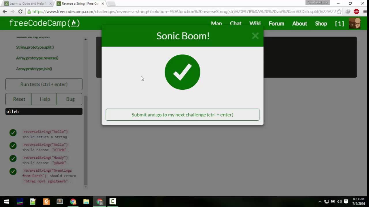 Reverse a string: Free Code Camp Basic Algorithm Scripting
