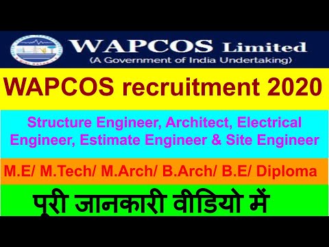 WAPCOS Recruitment 2020|water corporation consultancy services limited|latest job 2020