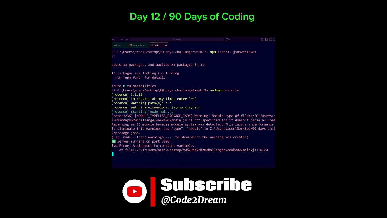 Authentication MASTERED: bcrypt + JWT + Sessions! Day 12/90 🔐 #coding #javascript #reactjs #nodejs
