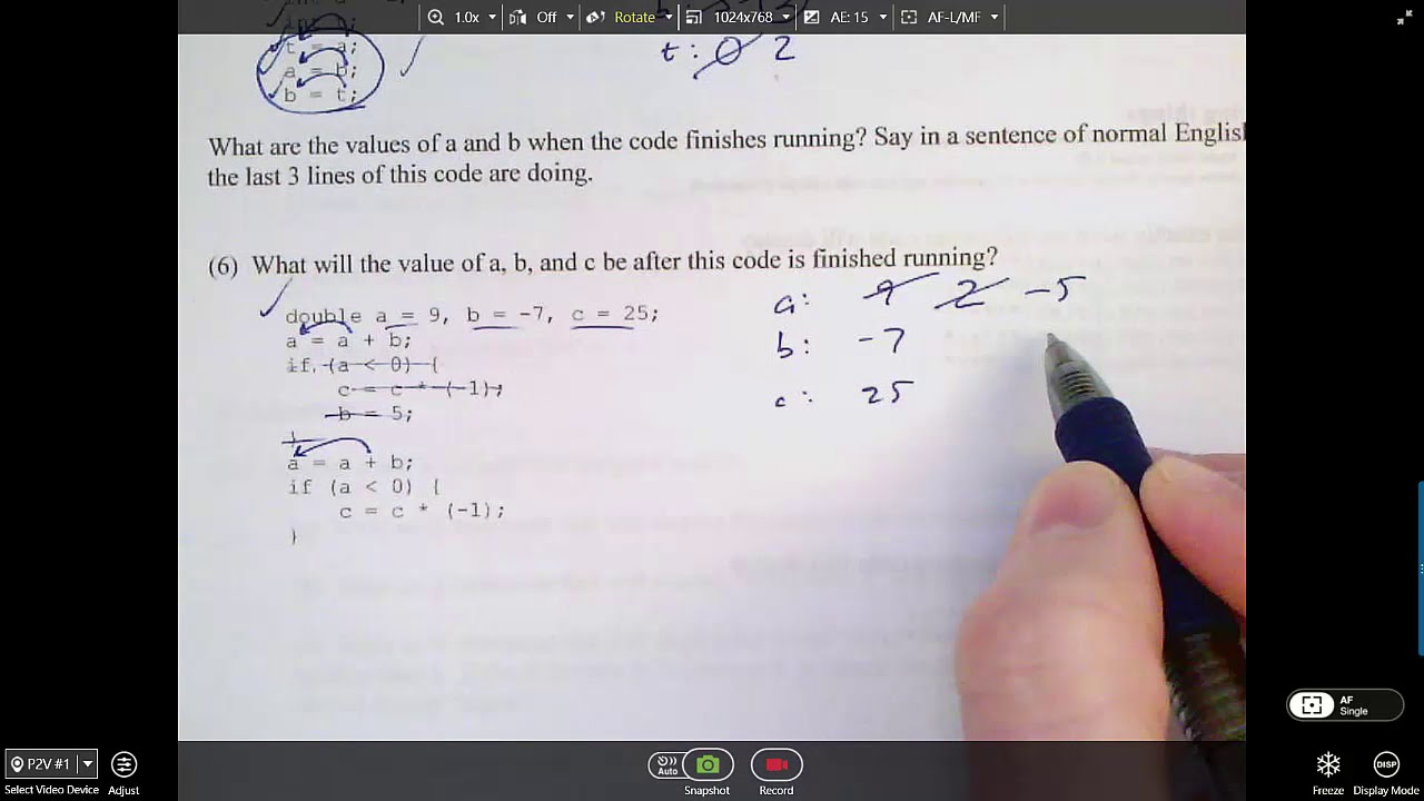 Midterm Review problems 5- 7 (basic code tracing)