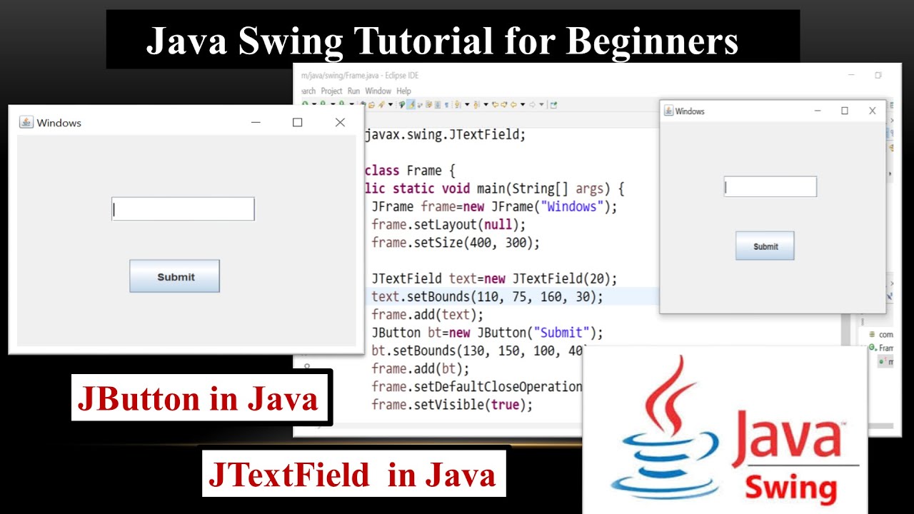 Java Swing Tutorial | How to Use JTextField and JButton in Java Swing | Simple Input Form