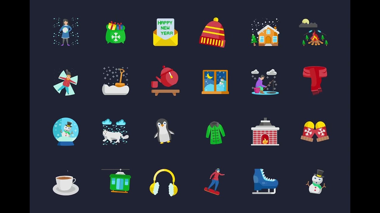 Winter animated Flat Icons