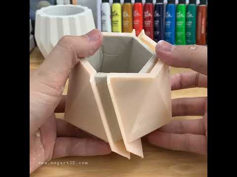 Geometric cement plant pot mold, full tutorial in my channel