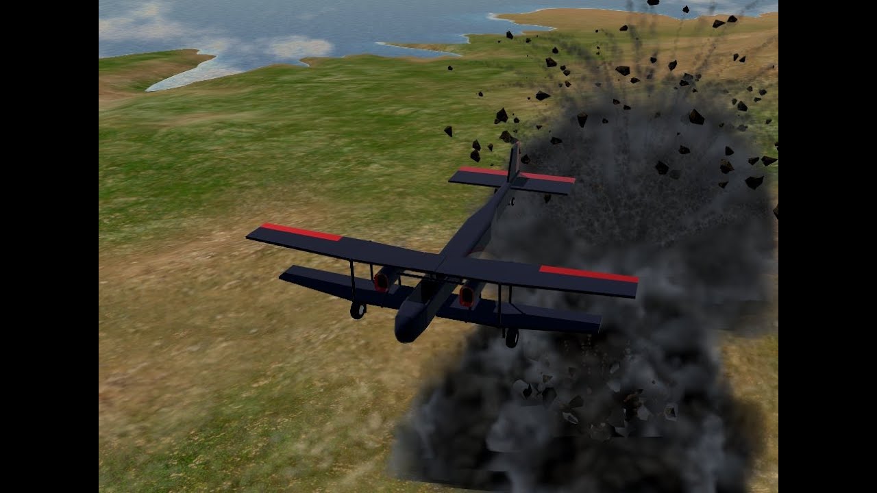 SimplePlanes: Destroying the USS Tiny with four bombs.