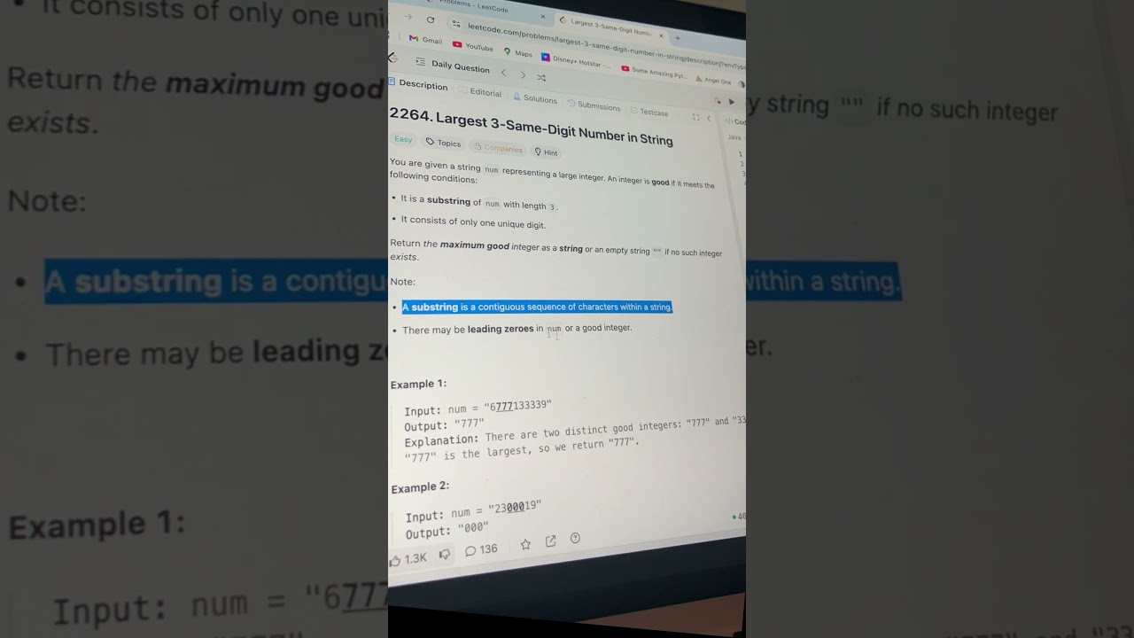 Day 238 :  LeetCode #2264  | #300daysofcode  #leetcode #java  #coding #programming #problemsolving