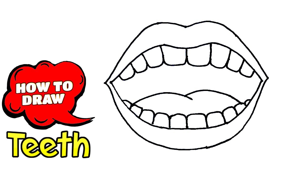 How to Draw Teeth | Teeth Drawing Cartoon (Step By Step Guides) | Easy Drawing with Pen