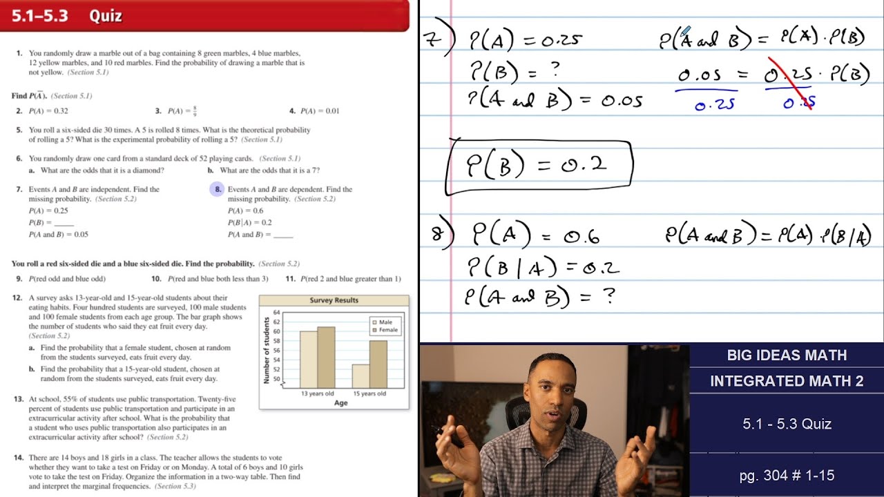 Big Ideas Math [IM2]: 5.1 - 5.3 Quiz (Review & Problem Set)
