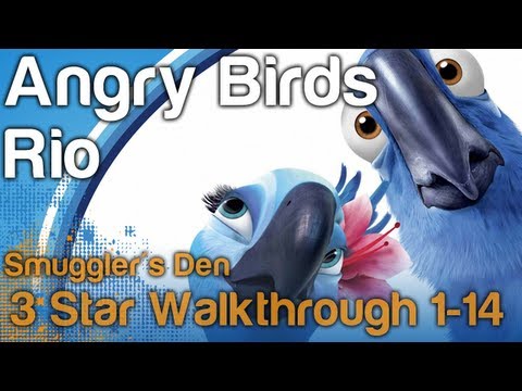 Angry Birds Rio - Level 1-14 Smugglers Den 3 Star Walkthrough | WikiGameGuides